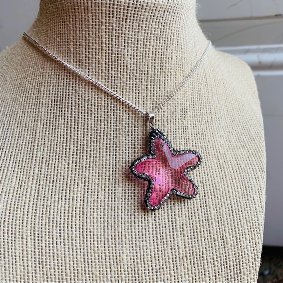Lamorajewels | Jewelry | Pink Crystal 3d Star Pendant Silver Necklace ...